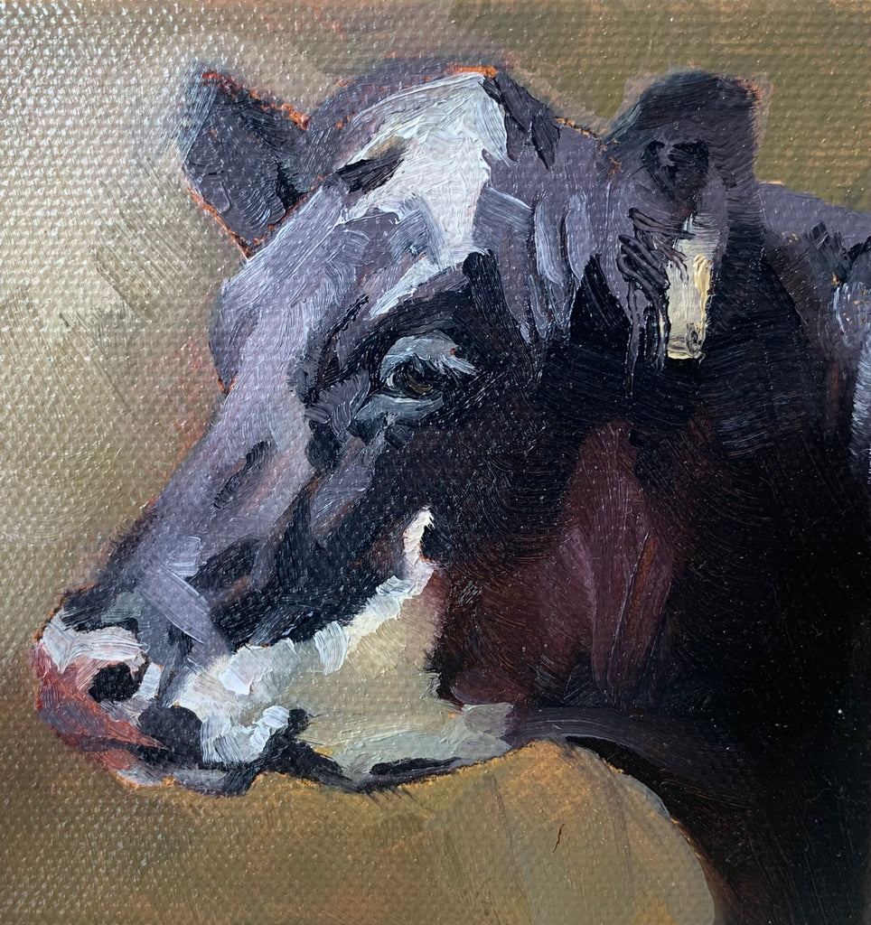 Colorful Cow - Original Oil 4x4 – Corwin Galleries