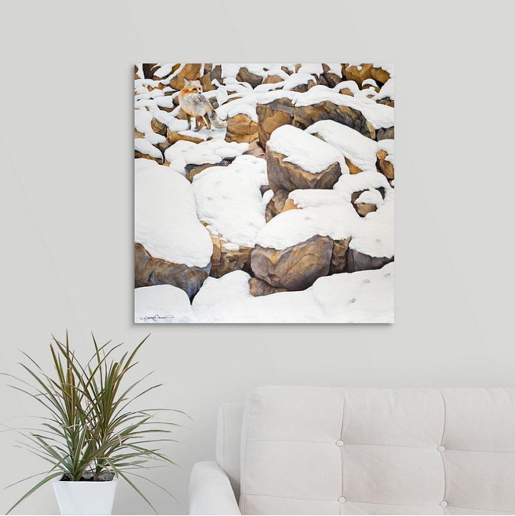 Fox in Rocks - Limited Edition Canvas Giclee Print – Corwin Galleries