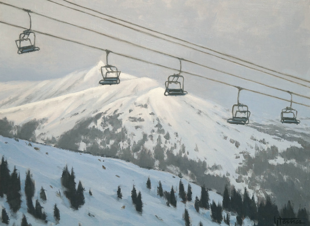 Shifting Light Beyond the Lift - Oil on Canvas – Corwin Galleries